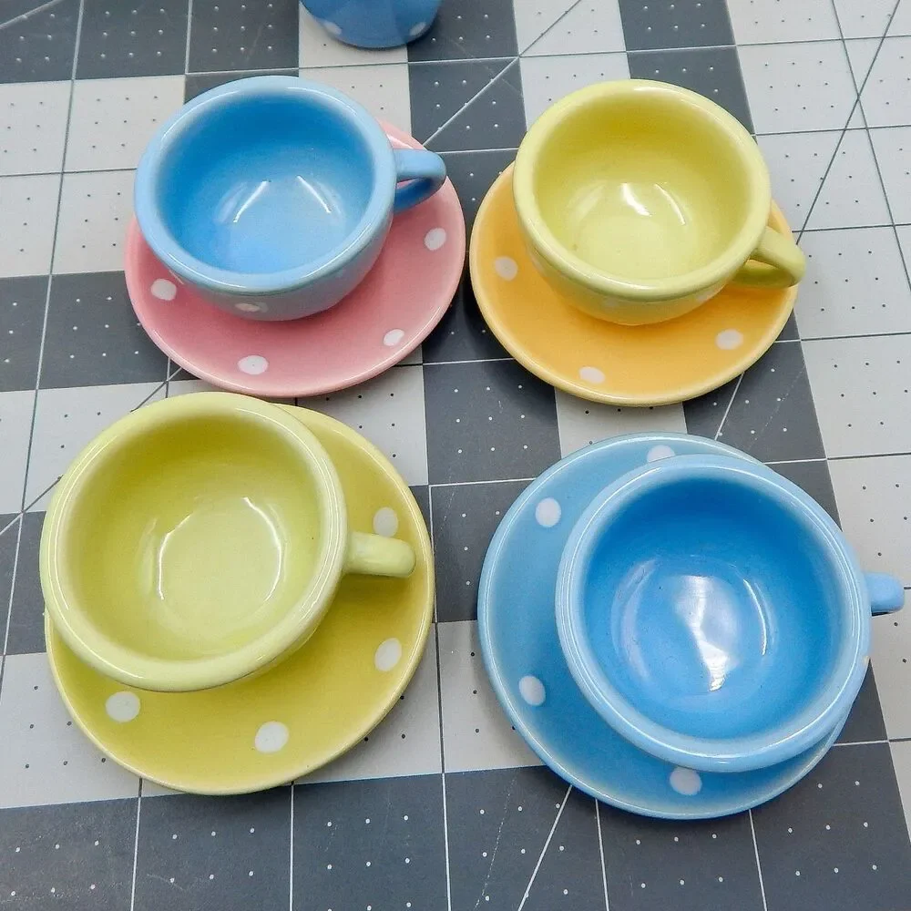 Brooklyn Lollipop | Toys | Childs Miniature Pastel Polka Dot Tea Set ...